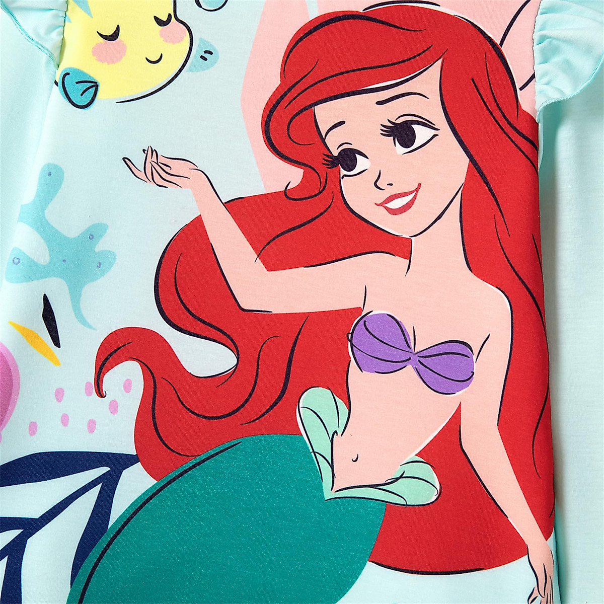 Disney Princess 2PCS Toddler Girls Outfits Ruffled Sleeves Sweatshirt and Leggings Outfit Set Deep Blue 5-6 Years