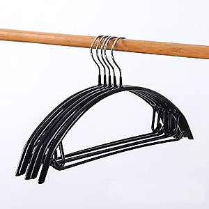 BESSLEE Black Clothes Hangers for Closet 5 Pack, Heavy Duty Metal Hangers for Coats Shirts Pants Sweaters Jackets or Suits, Non-Slip Rubber Coated, Contour Shoulder Ends No Bump, 16.14” Long