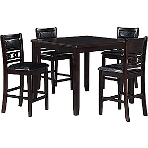 New Classic FURNITURE Gia 5-Piece Table with Four Chairs, Inch, 42" Counter Set, Ebony