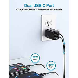 USB C Wall Charger, 45W Fast Charger TECKNET PD3.0 USB C Power Adapter Foldable Dual USB C Wall Charger Compatible with iPhone 14 Pro Max/14 Plus/13/12, iPad Pro, Pixel, Switch, Samsung Galaxy S23