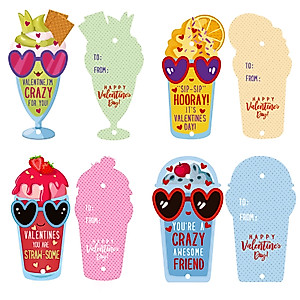 Valentines Day Gifts for Kids - Valentines Day Cards for kids - Set of 32 Crazy Straws Bulk - Valentine Exchange Cards for Girls Boys Toddlers School Class Classroom Party Favors