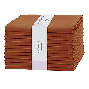 PurpleEssences Set of 12 Cloth Dinner Napkins 100% Cotton 18x18 - Soft Durable Washable - Ideal for Farmhouse Party Spring and Summer - Perfect Everyday Use Table Linen - Rust
