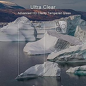 Ailun 2Pack Screen Protector Compatible for iPhone 12 Pro[6.1 inch] + 2 Pack Camera Lens Protector,Tempered Glass Film,[9H Hardness] - HD