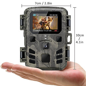 SuntekCam Mini Trail Camera 1080P 24MP Game Camera with Night Vision Motion Activated IP65 Waterproof, Trail Cam with 0.2s Trigger Speed and 65FT Distance for Wildlife Monitoring