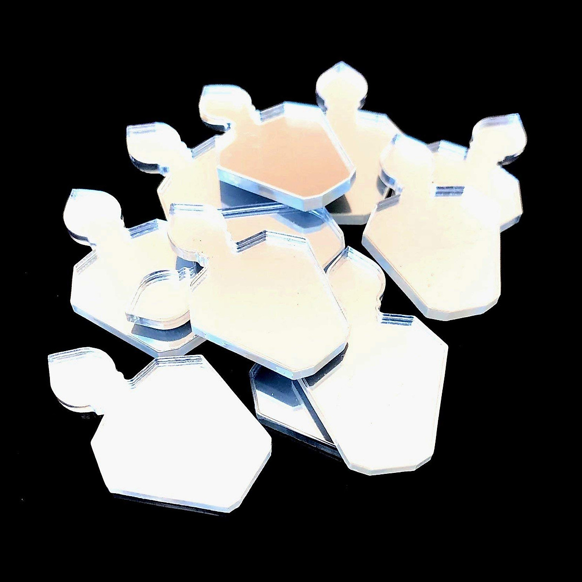 Super Cool Creations Perfume Bottle Shaped Crafting Mirrors, Set of 10, Many Colours, Shatterproof Acrylic, Light Grey, Pack of 10 x 9cm