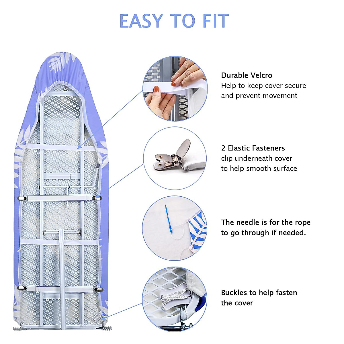 SheeChung 14x42 Inch Over-The-Door Ironing Board Replacement Pad/Cover,100% Cotton Iron Board Cover and Heavy-Duty Extra Thick Pad,Resists Scorching and Staining,Snug fit Ironing Board Cover
