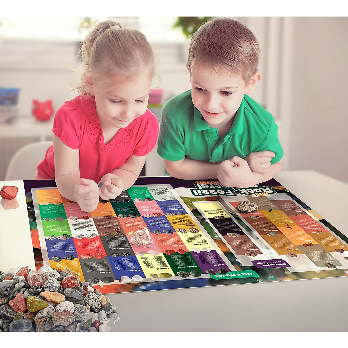 Rock Collection for Kids. Includes 250+ Bulk Rocks, Gemstones & Crystals + Genuine Fossils and Minerals - 2 Lbs. - Geology Science STEM Toys, Gifts for Boys & Girls Ages 6+. Earth Science Activity