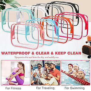 Reginary 16 Pack Clear Cosmetic Bag, Transparent Toiletry Bag Travel Pouch with Zipper Makeup Cosmetic Bag for Women Men Traveling Vacation Organization Business Trip Home, 8 Colors