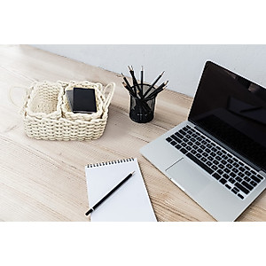 Woven Baskets, Set of 3 for Home, Office, Dorm Room, Living Room, Bedroom, Bathroom, Nursery Storage and Organization (WHITE)