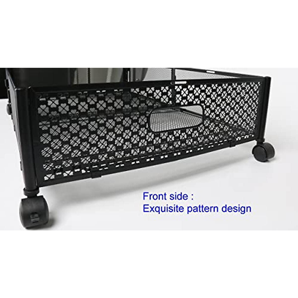 WenkeDigi Under-Bed Storage Organizer Foldable Metal Mesh Under-Bed Containers Bin With Rolling Wheels and Dust Proof Fabric Storage Bag, 2 Pack Black