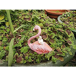 Pink Flamingo and Egret Garden Statues Sculptures, Mini Pink Flamingo Lawn Ornaments Tabletop Statue Resin Birds Yard Art Outdoor Statue, for Home, Bookshelf Patio