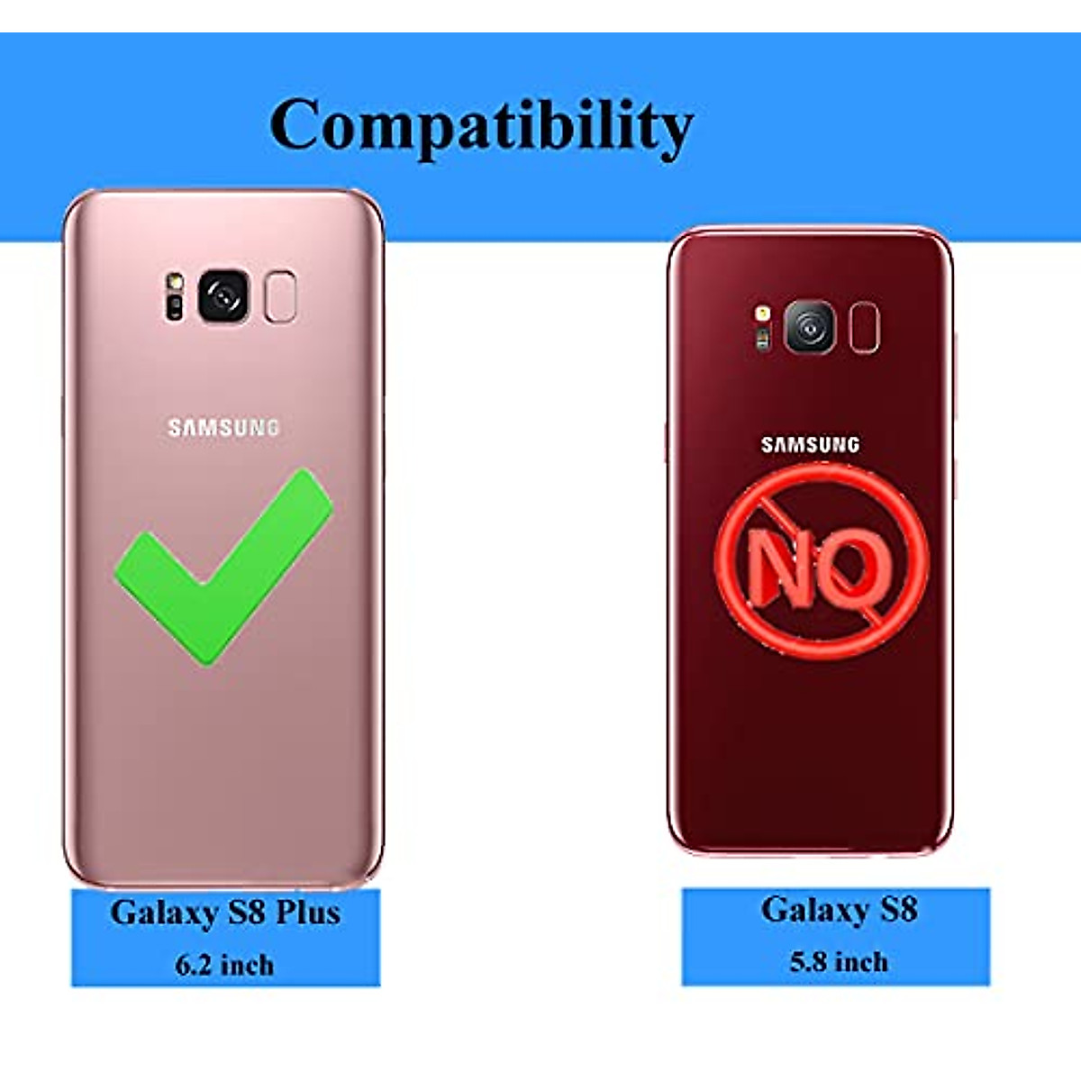 Samsung Galaxy S8 Plus Case with HD Screen Protectors, Androgate Military-Grade Metal Ring Holder Kickstand 15ft Drop Tested Shockproof Cover Case for Samsung Galaxy S8+ (2017) Red