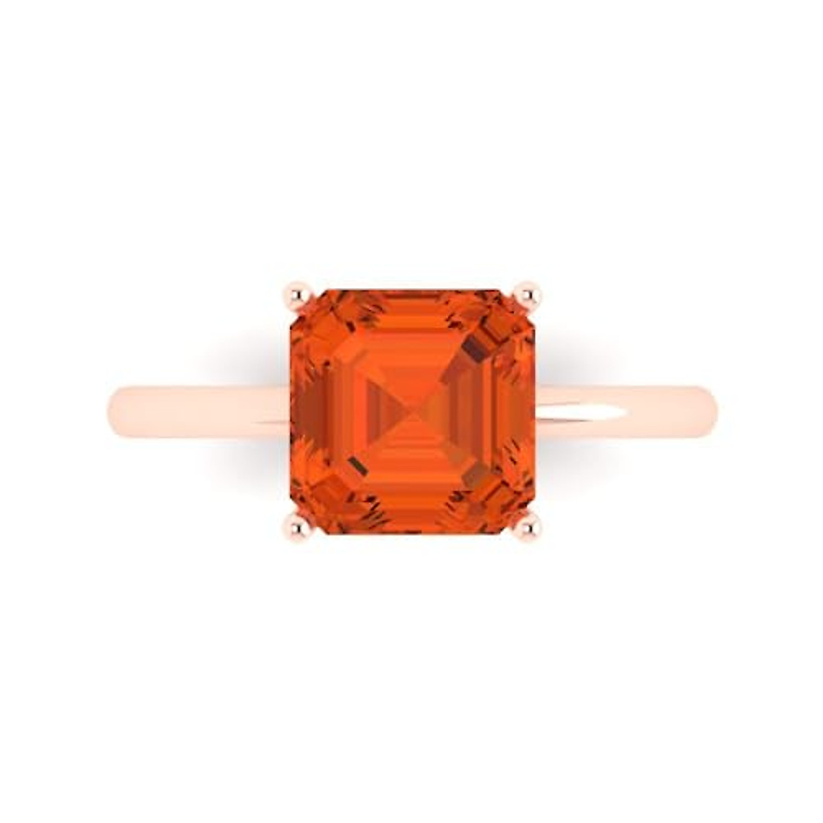 Clara Pucci 2.5 ct Asscher Cut Solitaire Red Simulated Diamond Engagement Wedding Bridal Promise Anniversary Ring 18K Rose Gold Size 8