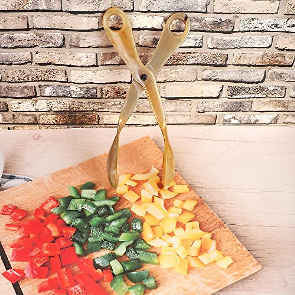 Hand crafted Natural Material Horn Salad Servers Ergonomic Scissors Shape Buffet Tongs Buffet Party Catering Serving Tongs Salad Tongs Cake Tongs Bread Tongs Kitchen Tongs