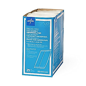 Medline Medline Sterile Abdominal Pad, NON21450H, 5 inch x 9 inch, 2 Packs of 25 Count