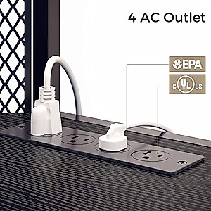 Rolanstar TV Stand with Mount and Power Outlet, Swivel TV Stand Mount with LED Lights for 32/45/55/60/65/70 inch TVs,Black Entertainment Center Media Console with Height Adjustable Mount