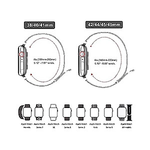ZXCASD Metal Bands Compatible with Apple Watch Band 38mm 40mm 41mm Women Men,Silver Loop Adjustable Mesh Strap for iWatch Series 8 7 6 5 4 3 2 1 SE