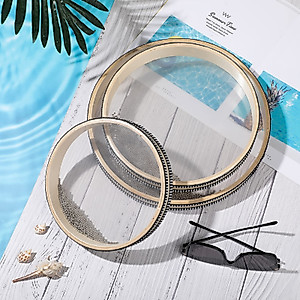 Sea Drum, 3 Pieces Wave Bead Sea Sound Drum with Hardwood Shell Musical Instrument Percussion for Home School Supplies, Natural Color, 8 Inch, 10 Inch, 12 Inch