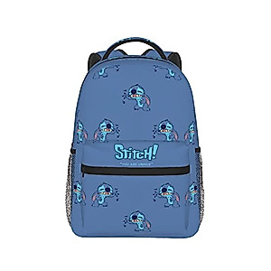 Oussma Stitch Backpack Girl's Boy's Adult's 16 Inch Double Strap Shoulder Light Weight School Bookbag Water Resistant Fits Laptop