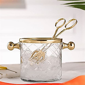 FBITE an Ice Bucket,Glass Ice Bucket with Ice Clip Table Cooler Wine Wine Rack Ice Bucket Champagne Can Cooler (Color : A,Size Sturdy and Durable/a/As The Picture Shows