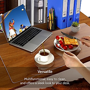 Awnour Clear Desk Mat on top of desks - 24 x 14 inches - Clear Transparent Plastic Desk Protector - Desk Writing Mat for Office and Home