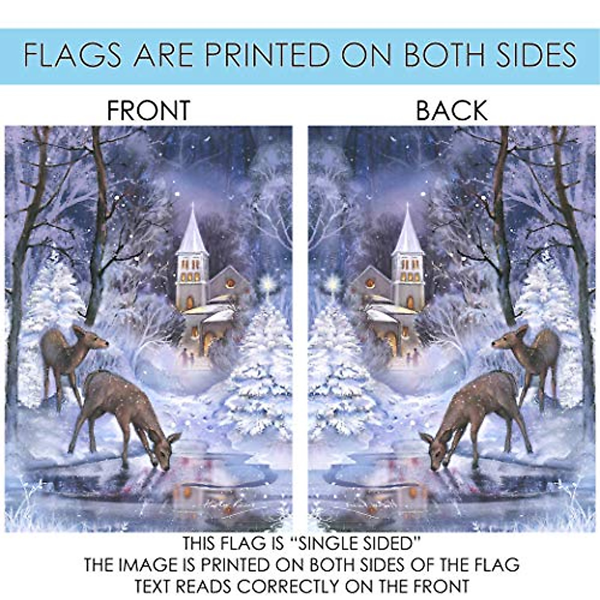 Toland Home Garden 119722 Frozen Fawns Winter Flag 12x18 Inch Double Sided Winter Garden Flag for Outdoor House Flag Yard Decoration