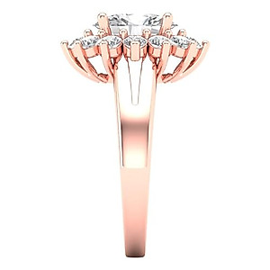 Clara Pucci 2.36 ct Oval Cut Solitaire W/Accent Halo Genuine Moissanite Wedding Promise Anniversary Bridal Ring 18K Rose Gold Size 6.5