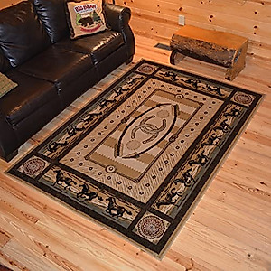 Western Horse Beige 2x8 Area Rug, 2'3x7'7