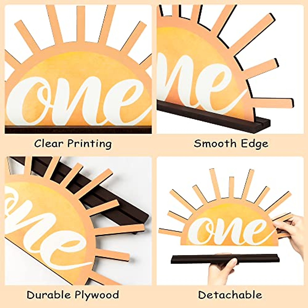 ArowlWesh Boho Sun One Wooden Table Centerpieces Spring Summer Sun Themed 1st Birthday Party Sign First Trip Around The Sun One Year Old Birthday Wood Table Decor Milestone Baby Shower Decor