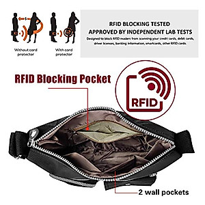 SUKRY Nylon Crossbody Bag for Women with Anti theft RFID Pocket, Waterproof Shoulder Bag Travel Purses and Handbag (Black-1)