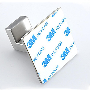 ULUPJ Wall Hooks Adhesive, Coat Hooks, Stainless Steel Waterproof Heavy Duty Square Base Robe & Towel Hooks for Bathroom and Kitchen, Hooks for Wall no Damage, Easy Installation (Brushed, 2 Pack)