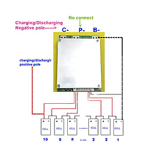 10S 36V 15A PCB BMS Protection Board Li-ion Lithium Battery Charger Lipo Cell Module with Balance for Battery Cell Pack