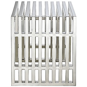 Modway Gridiron Contemporary Modern Small Stainless Steel Bench, 19.5"