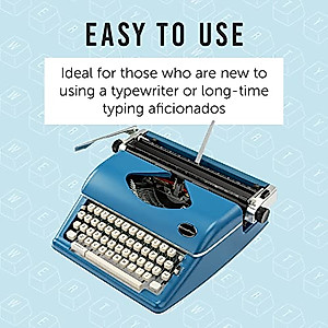 Blue Vintage Typewriter for a Nostalgic Flow - Manual Typewriter Portable Model for Remote Writing Locations - Sleek & Durable Type Writer Classic Word Processor - Typewriters for Writers