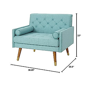 Christopher Knight Home Nour Fabric Mid-Century Modern Club Chair, Blue, Natural