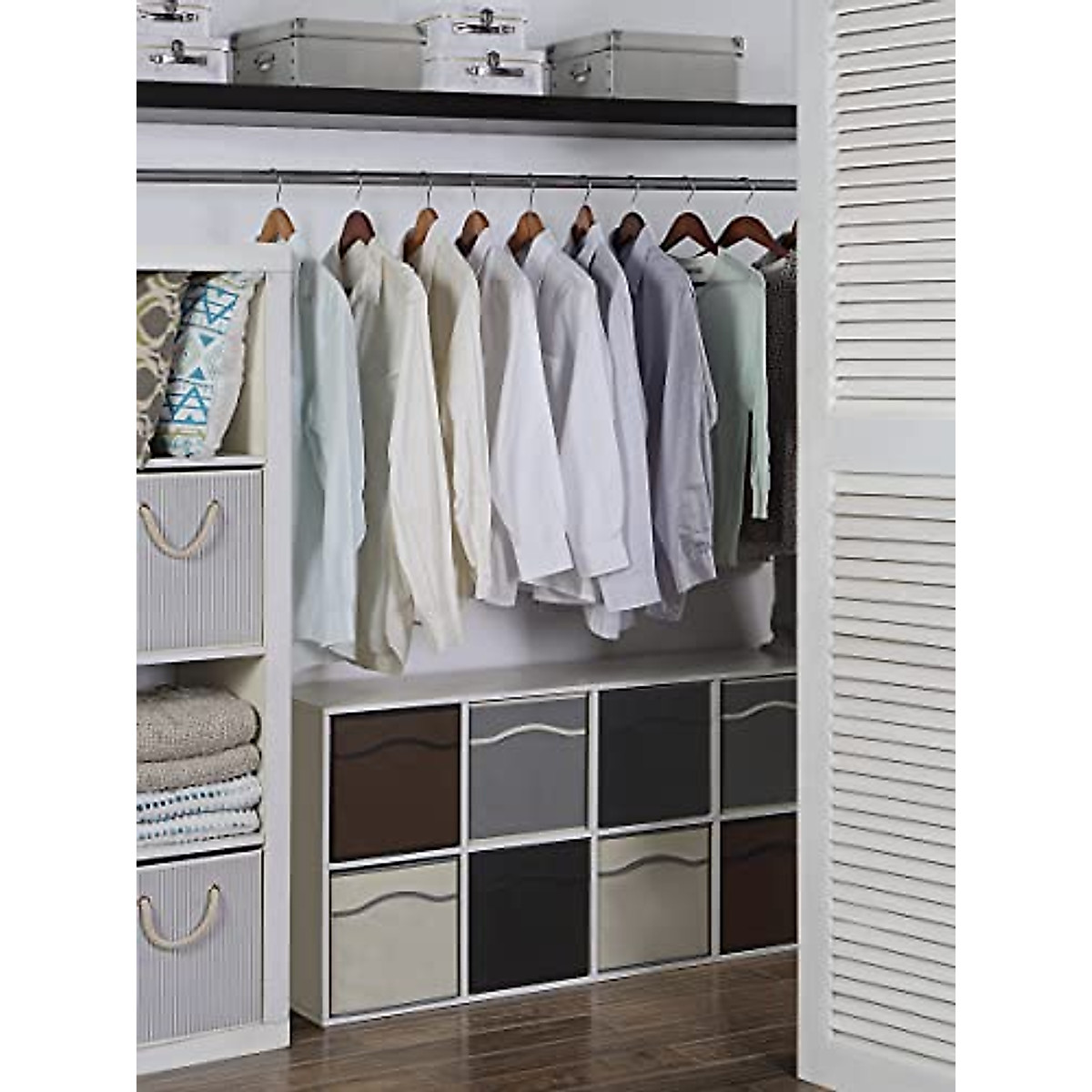 SunnyPoint Classic Collapsible, Foldable Storage Fabric Cube Organizer Bin - Pack of 6 (CREAM)