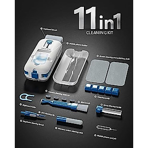 Keyboard Cleaner, 12-in-1 Phone Cleaning kit, Electronics Cleaning Brush Tool for Computer, PC Monitor,TV Camera Lens with 3ml Spray Cleaning Bottle Compact with Patent(Blue)