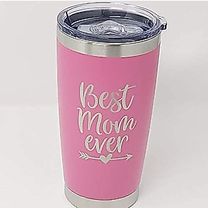 Best Mom Coffee Tumbler for Women, Insulated Stainless Steel Travel Mug for Women, Pink Travel Mug