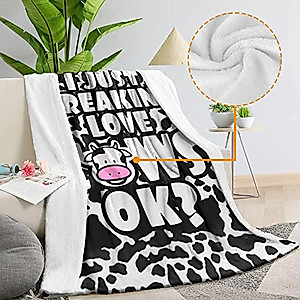 CusFuk Cute Cow Throw Blankets All Season Bed Blanket Decorative Home Farm Decor Gift Blanket 50x60 Inch with Socks for Girls Women Black-cow 50 inch x60 inch