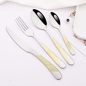 16 Pieces Rose Gold Dinnerware Set Fork Spoon Knife Cutlery Set Stainless Steel Cutlery Complete Gold Tableware Sets