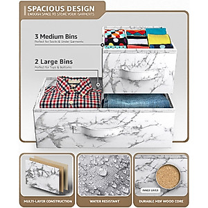 Sorbus Dresser with 5 Drawers - Storage Chest Organizer Unit with Steel Frame, Wood Top, Easy Pull Fabric Bins - Long Wide TV Stand for Bedroom Furniture, Hallway, Closet & Office Organization