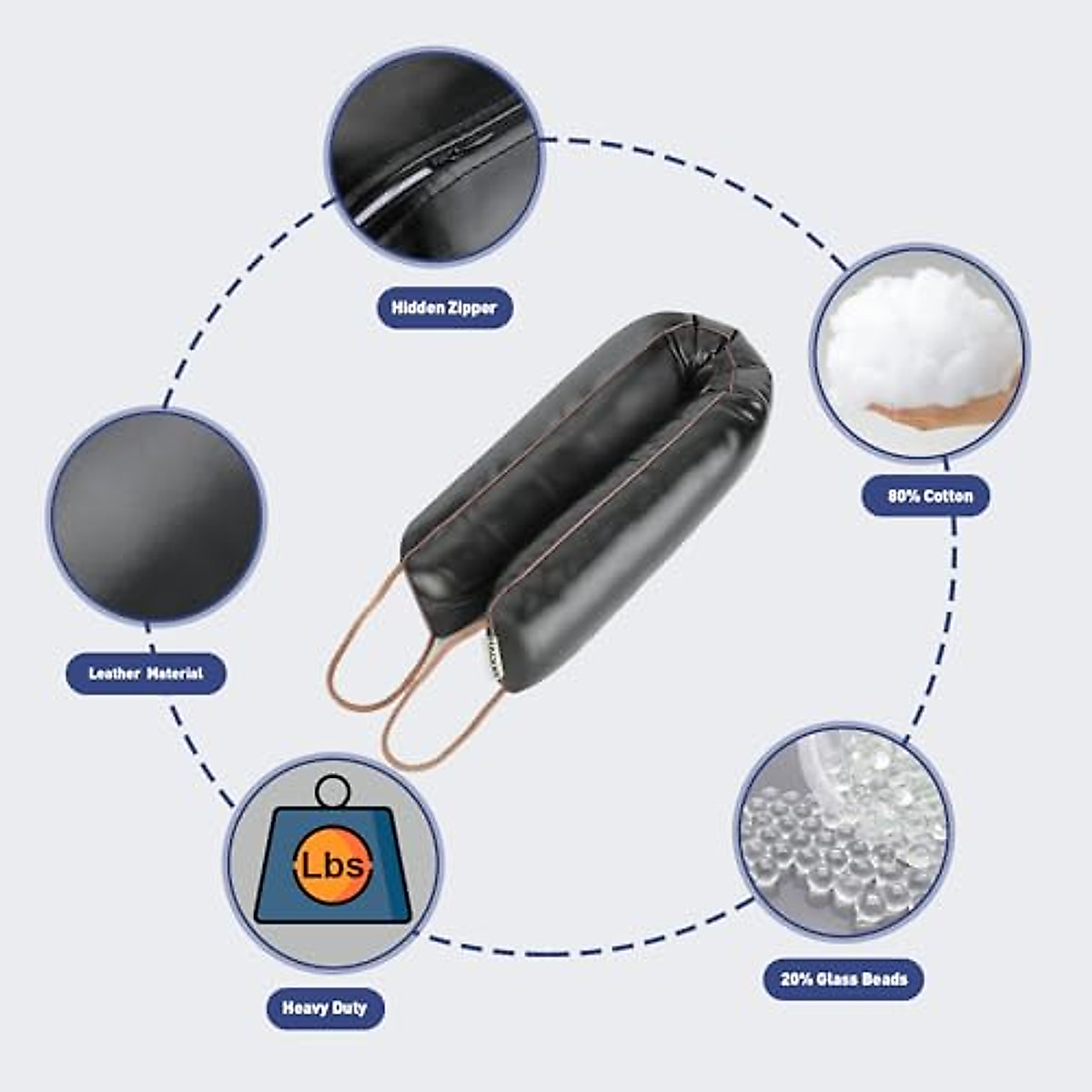 HADOR Door Draft Stopper 36 Inch, Weighted PU Leather Under Door Snake Cold Air Noise Blocker, Heavy Duty Door Seal Cover Gaps up to 4'', Black