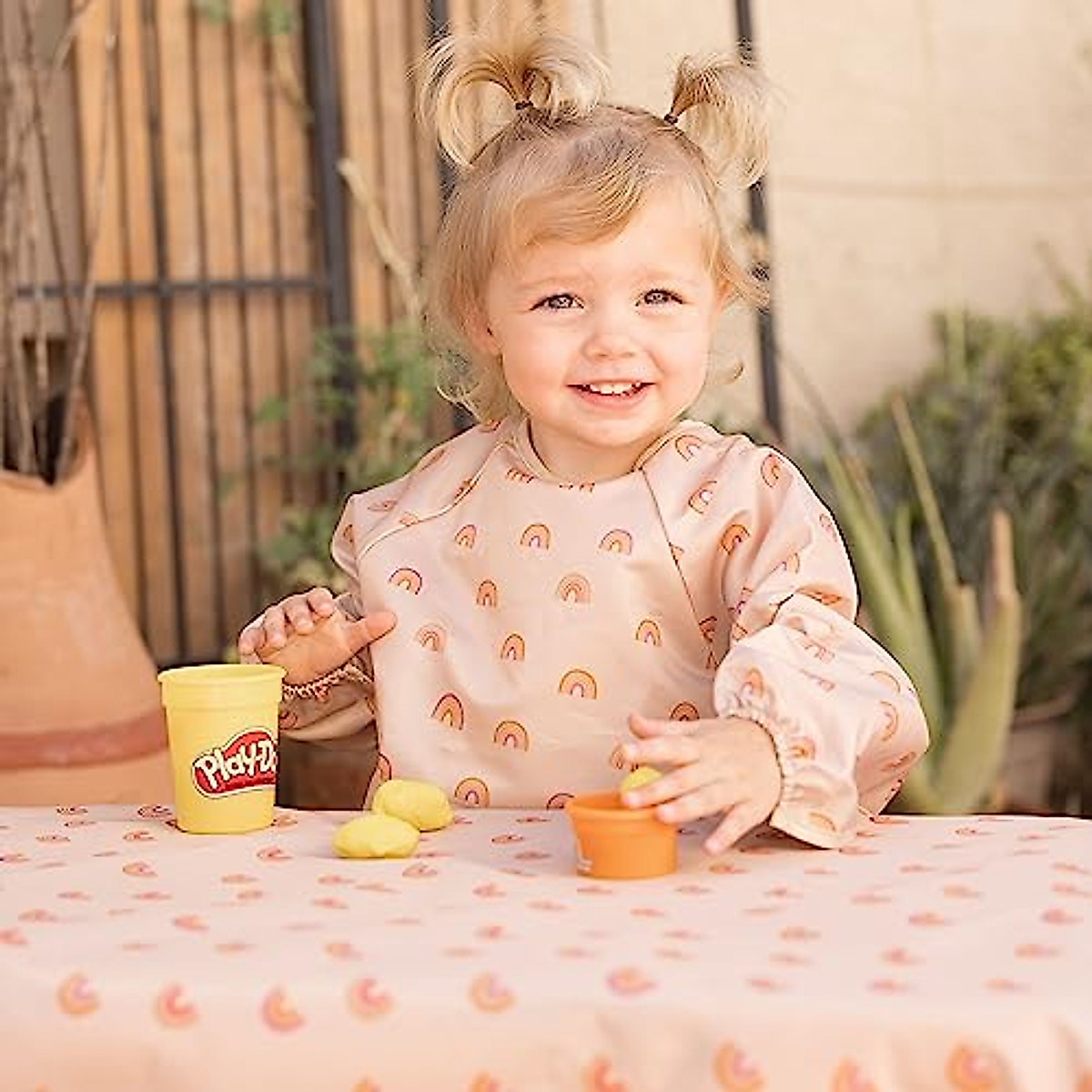 Tiny Twinkle Mess-Proof Splat Mats for Under high Chairs or Table Cover Art Projects for Baby and Toddler - Waterproof, Washable Floor or Table Splash mat 51" x 51" (Boho Rainbow)