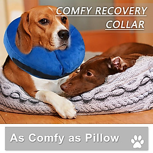 Tricess Inflatable Dog Cone Collar (L Size), Soft Blow-up Protective Recovery Dog Collar, Pet Donut Cone Collar, Comfy Elizabethan Collar After Surgery for Small Medium Dog to Prevent Biting, Blue