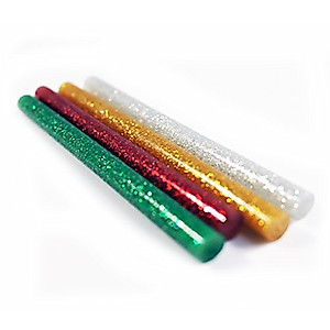Crafters Square Mini Glue Sticks - Glitter - Red, Green, Gold, Silver - 15 sticks in package