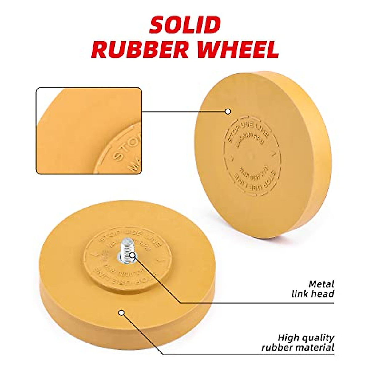 LUCKUT Decal Eraser Wheel 4 Inch Pin Stripe Removal Tool 1 Pack Adhesive Remover Wheel with Pad & Adapter Graphics Removal Tool Eraser Wheel Decal Remover (Solid Rubber Wheel)