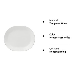Corelle Livingware 12-1/4-Inch Tempered Glass Serving Platter, Winter Frost White (Winter Frost White x2)