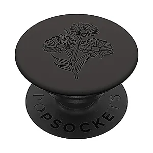 Black Gray Daisy PopSockets Standard PopGrip