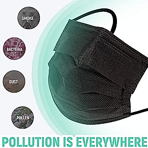 YHDOLL 50PCS Kids Masks 3 Ply Black Disposable Face Shield Filter Protection Breathable Dust Proof for Children, Boys and Girls(Pack of 50,Black)