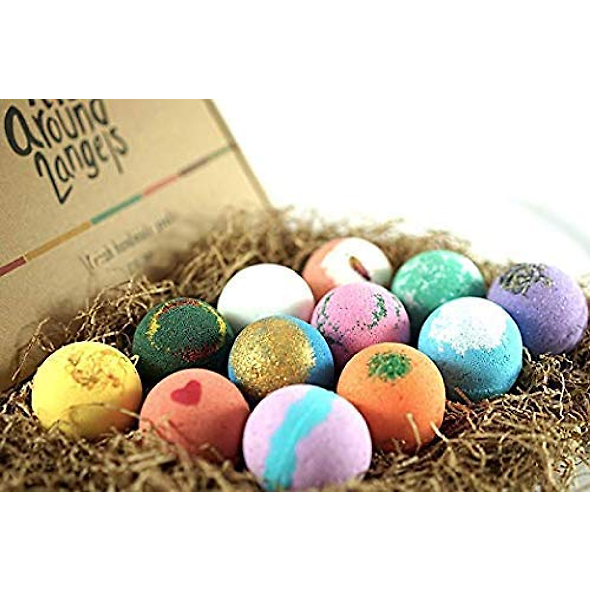 LifeAround2Angels Bath Bombs Gift Set 12 USA made Fizzies, Shea & Coco Butter Dry Skin Moisturize, Perfect for Bubble & Spa Bath. Handmade Birthday Mothers day Gifts idea For Her/Him, wife, girlfriend